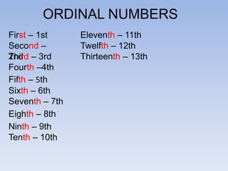 2nd grade ordinal cerdinal | PPT