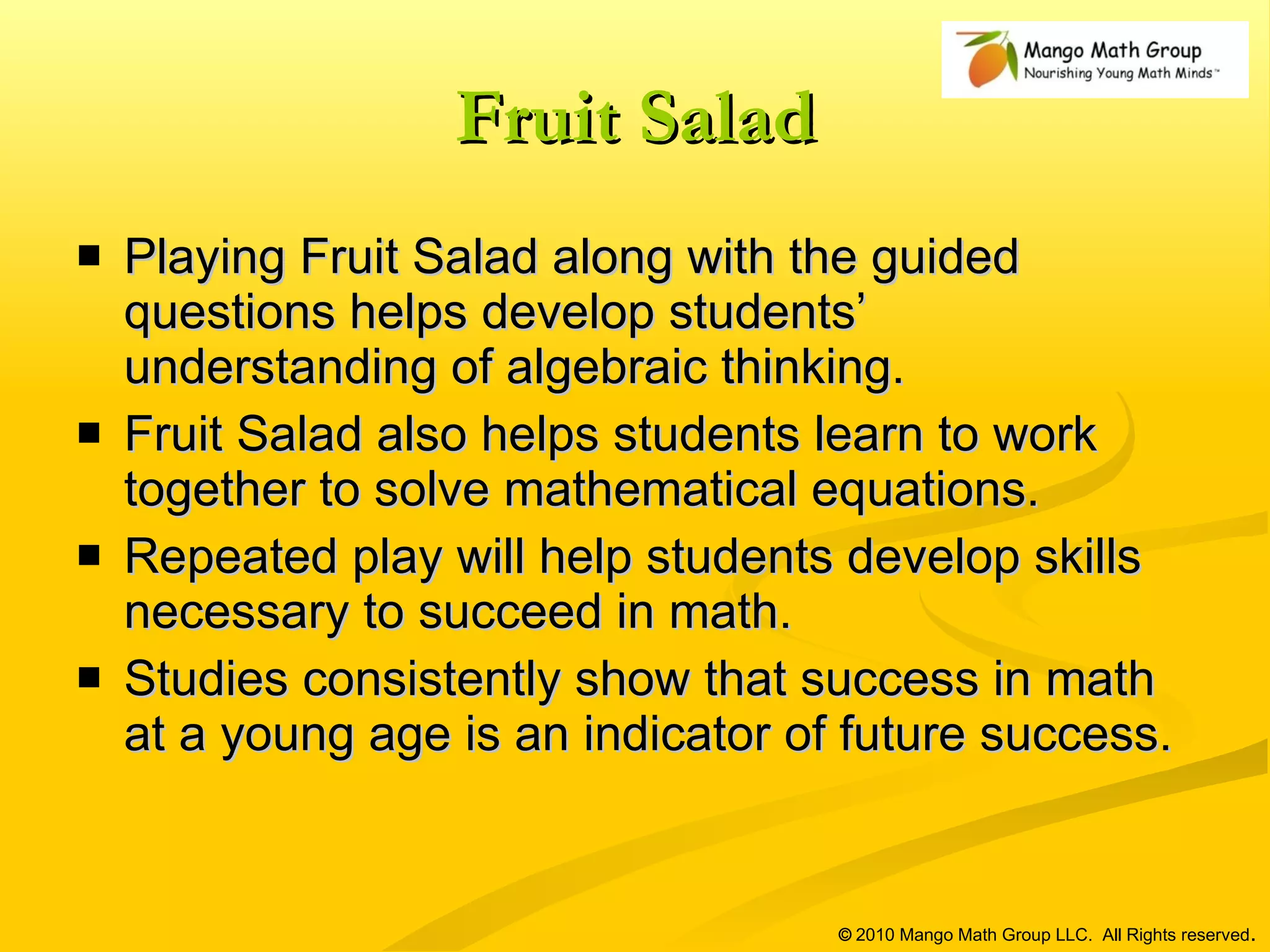 2nd Grade Math Activity: Fruit Salad (Algebra) | PPT