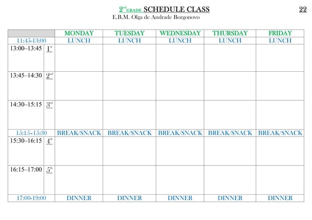 2nd grade schedule class | PPT