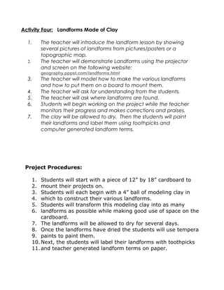 2nd grade unit 3 earth's surface features landforms | DOC