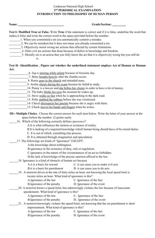 2nd_Grading_Exam-Philosophy final.docx | Christianity | Religion ...