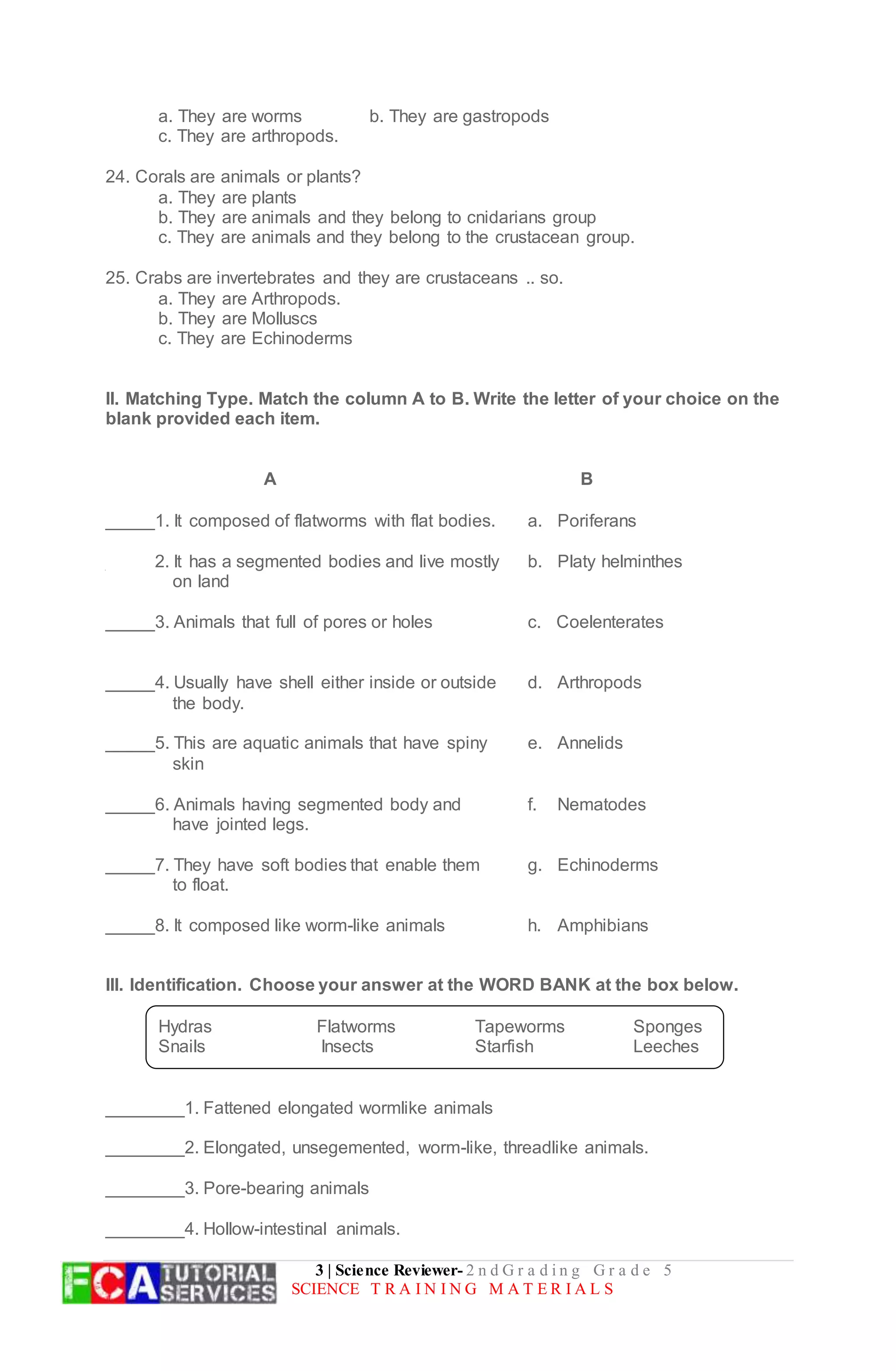 Science Grade 5 2nd Grading Reviewer Set | DOCX