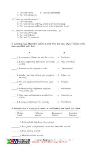 Science Grade 5 2nd Grading Reviewer Set | DOCX