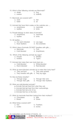 Science Grade 5 2nd Grading Reviewer Set | PDF