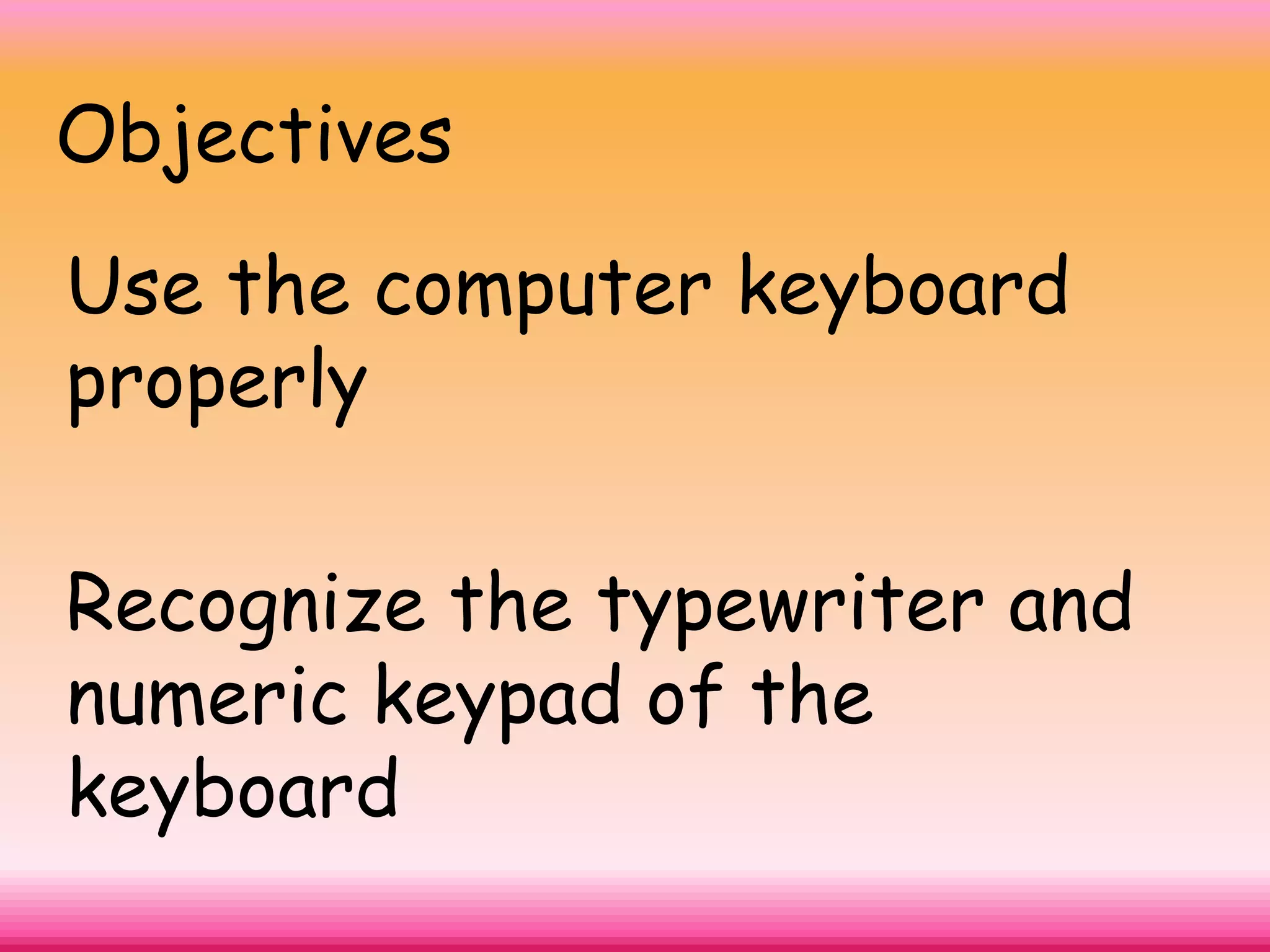 2nd grdng ppt gr.1 # 1 using the keyboard | PPTX | Computer Peripherals | Computing