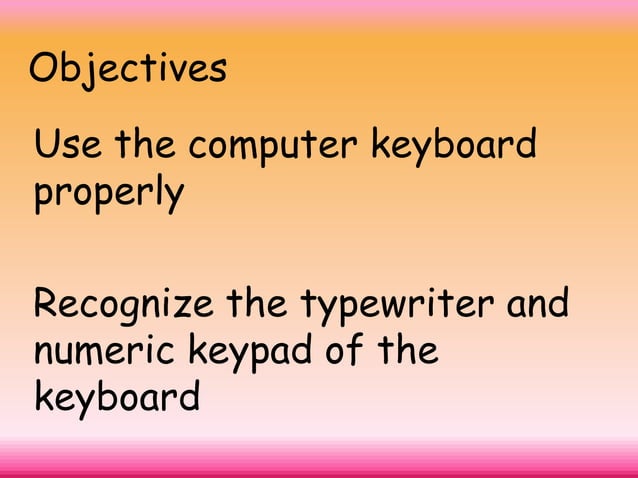 2nd grdng ppt gr.1 # 1 using the keyboard | PPTX | Computer Peripherals | Computing