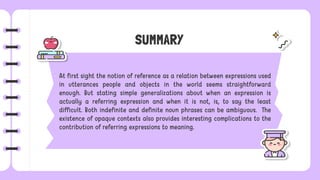SEMANTICS - Unit 4- Referring Expressions | PDF
