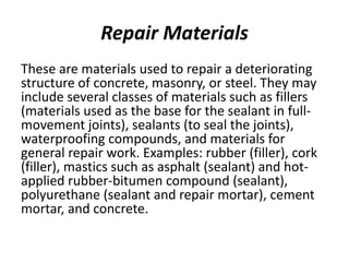 material used in civil engineering | PPTX