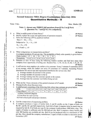 2nd Semester MBA (Jun-2016) Question Papers | PDF