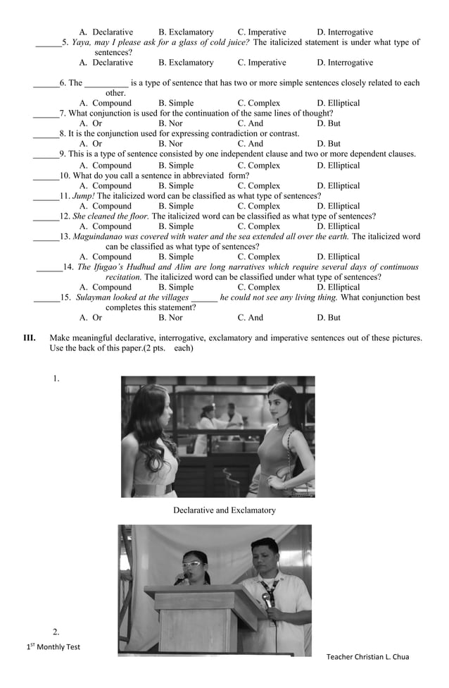JHS 2nd monthly english 7 | DOC | Educational Assessment | Education