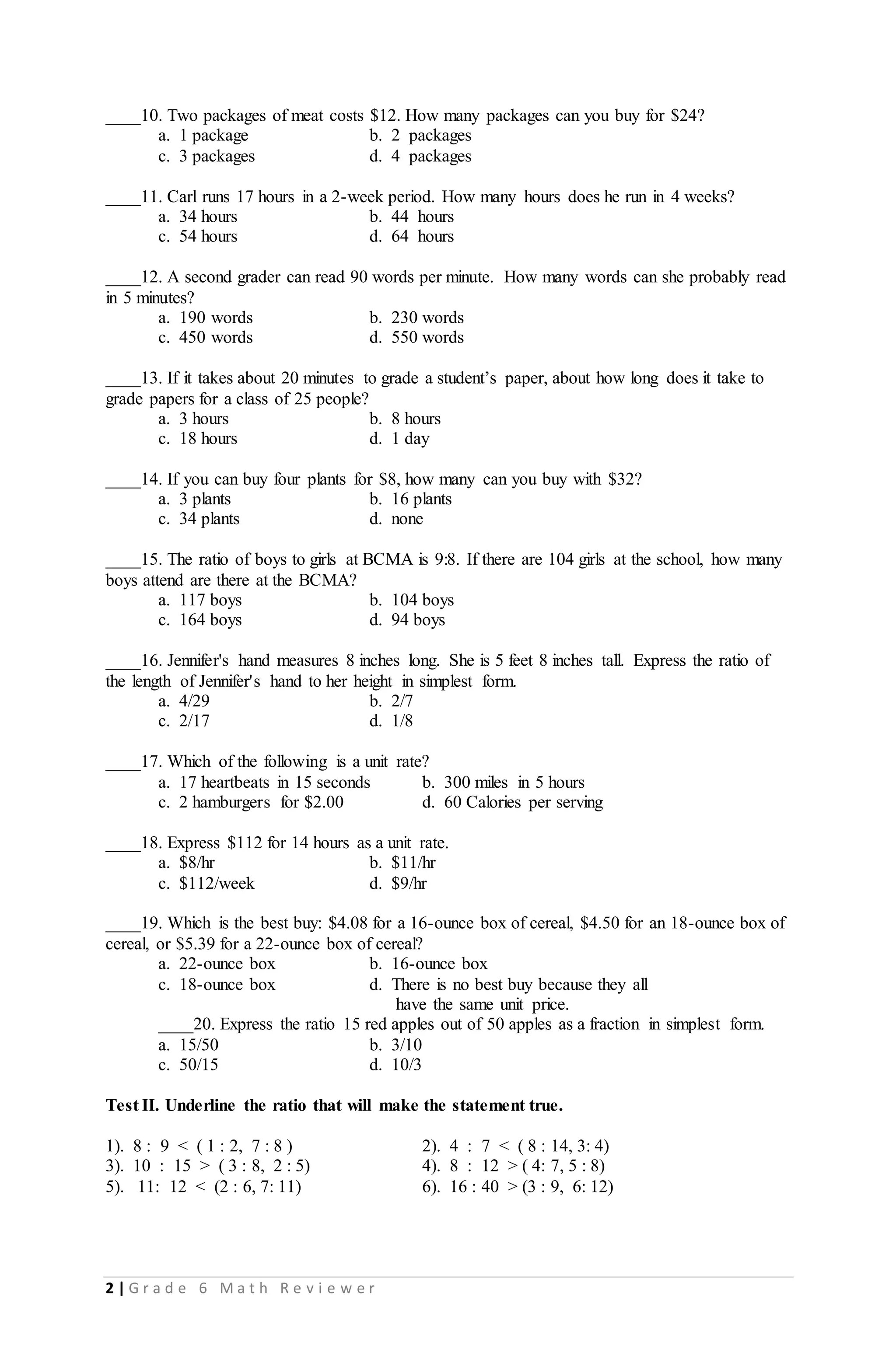 2nd monthly exam reviewer in math | DOCX