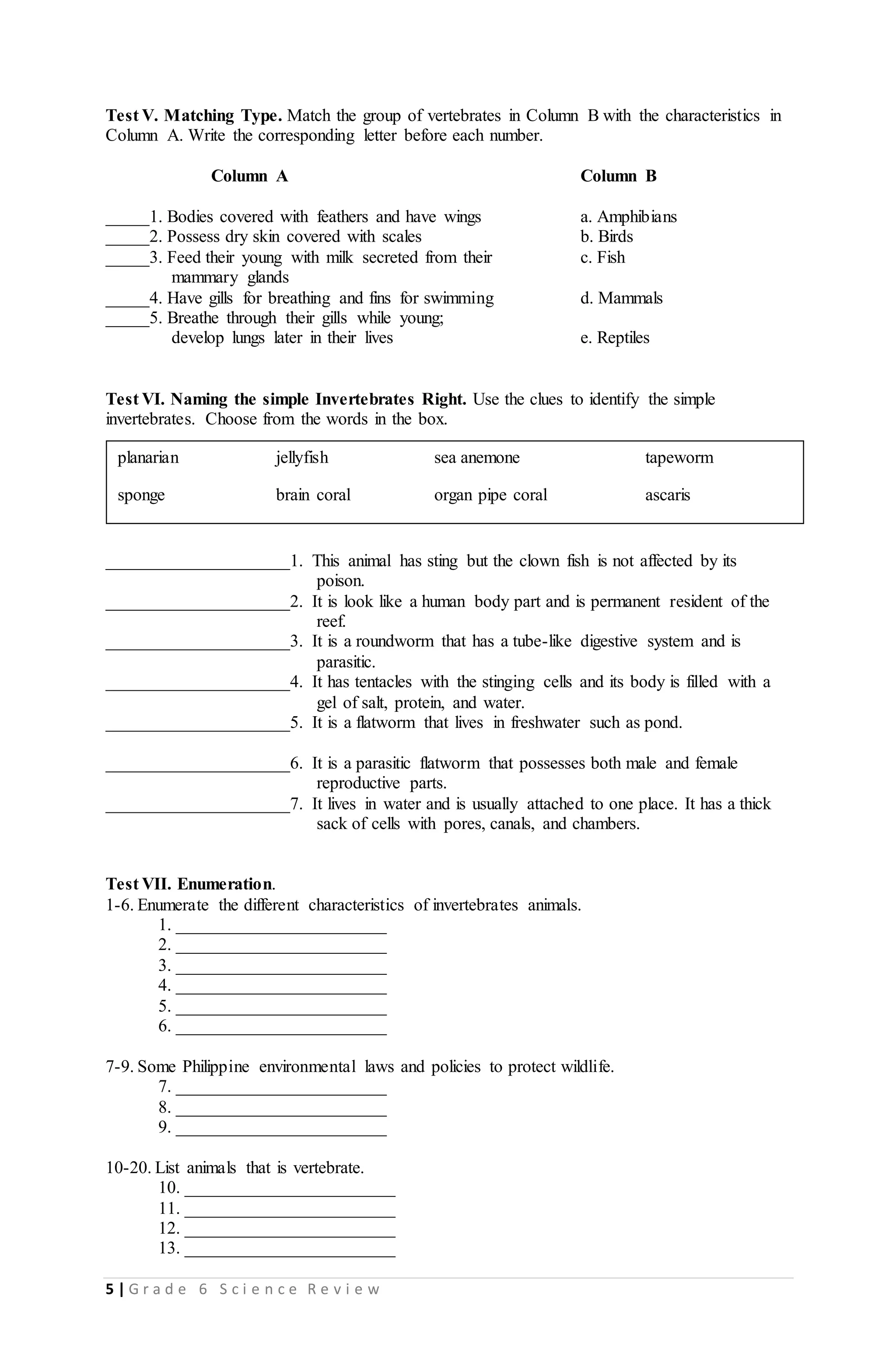 2nd monthly test grade 6 science | DOCX
