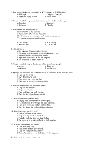 2nd monthly test grade 6 science | DOCX