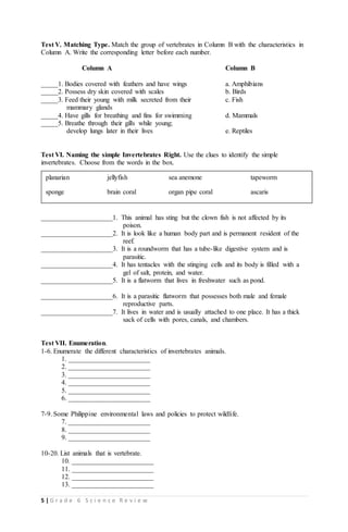 2nd monthly test grade 6 science | PDF