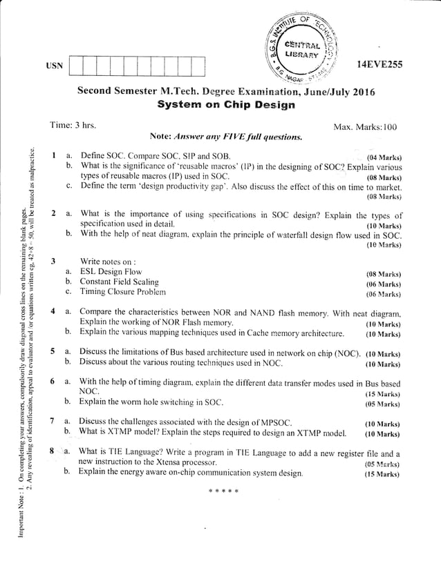 2nd Semester M Tech: VLSI Design and Embedded System (June-2016 ...