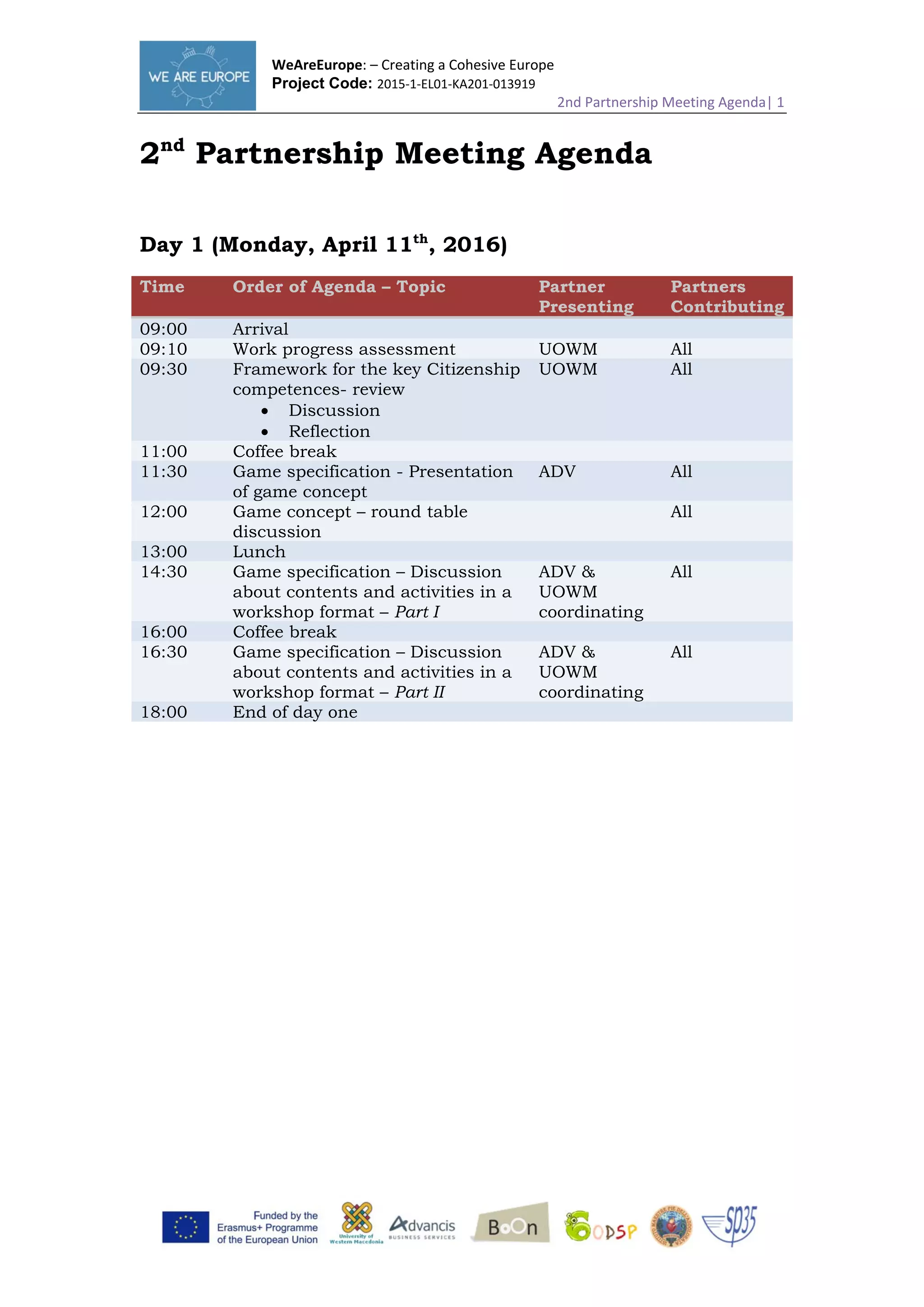 2nd partnership meeting agenda | PDF
