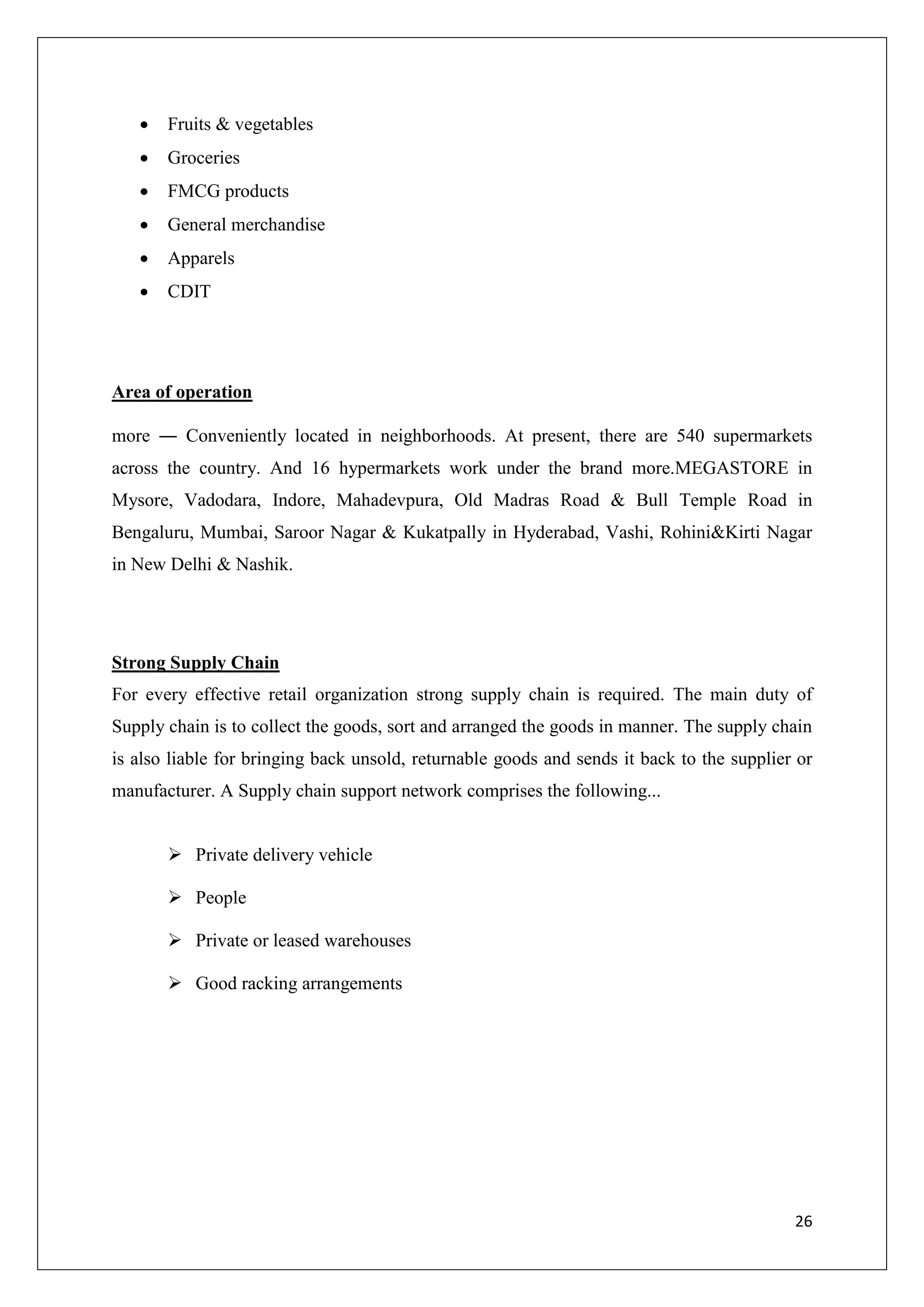 Project on MORE supermarket | PDF