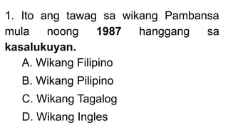 ikalawang markahang pagsusulit sa filipino | PPTX