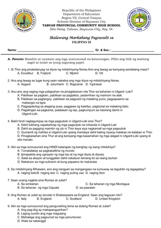 Second Periodical Exam in Filipino 10.docx