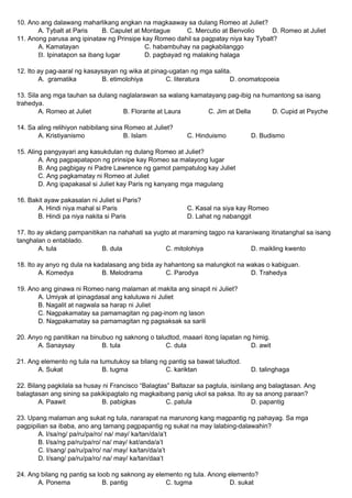 Second Periodical Exam in Filipino 10.docx