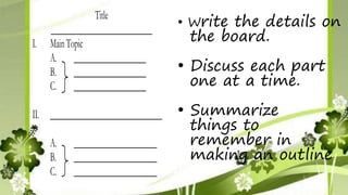 2nd qtr 9 making a two point outline | PPTX