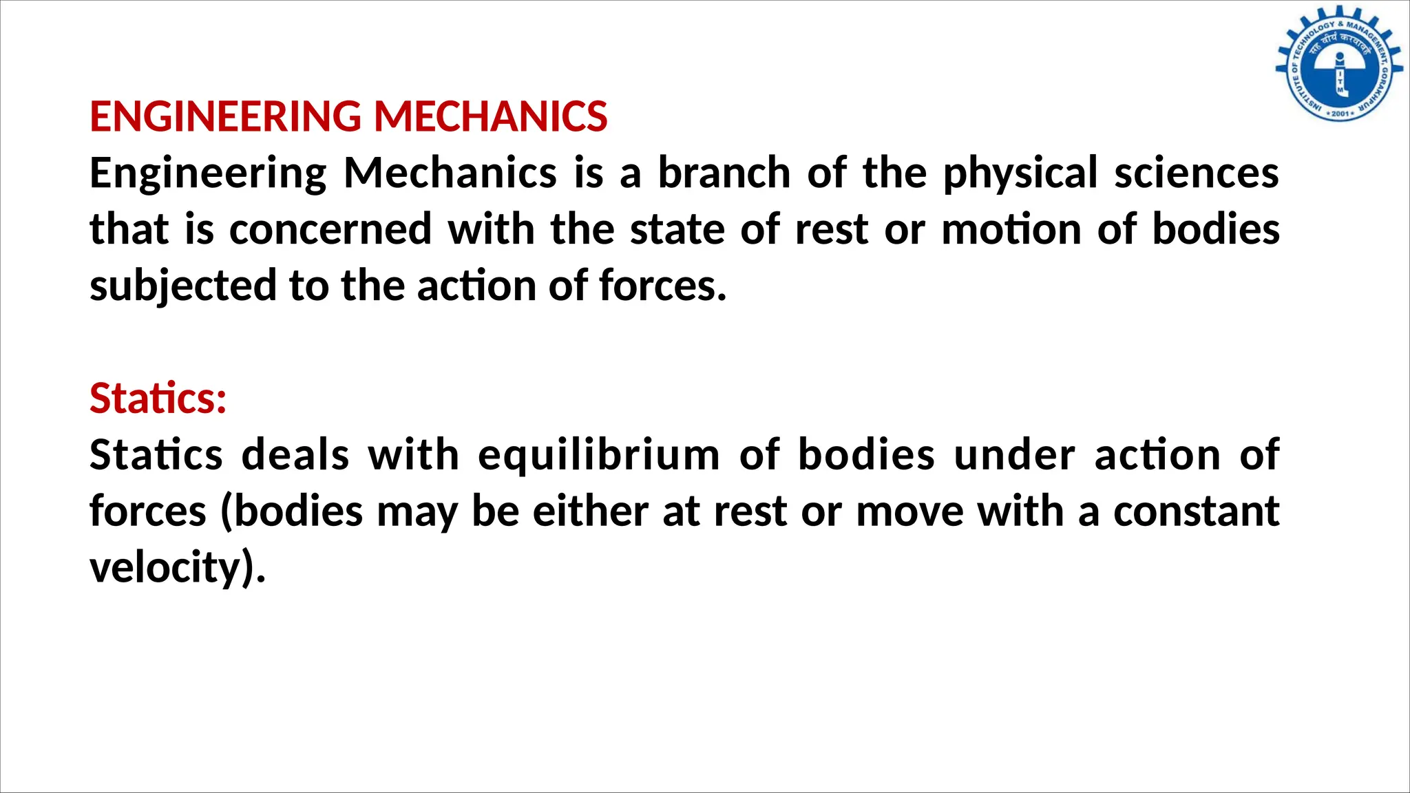 ENGINEERING MECHANICS- BASICS & FORCE DETAILS | PPTX