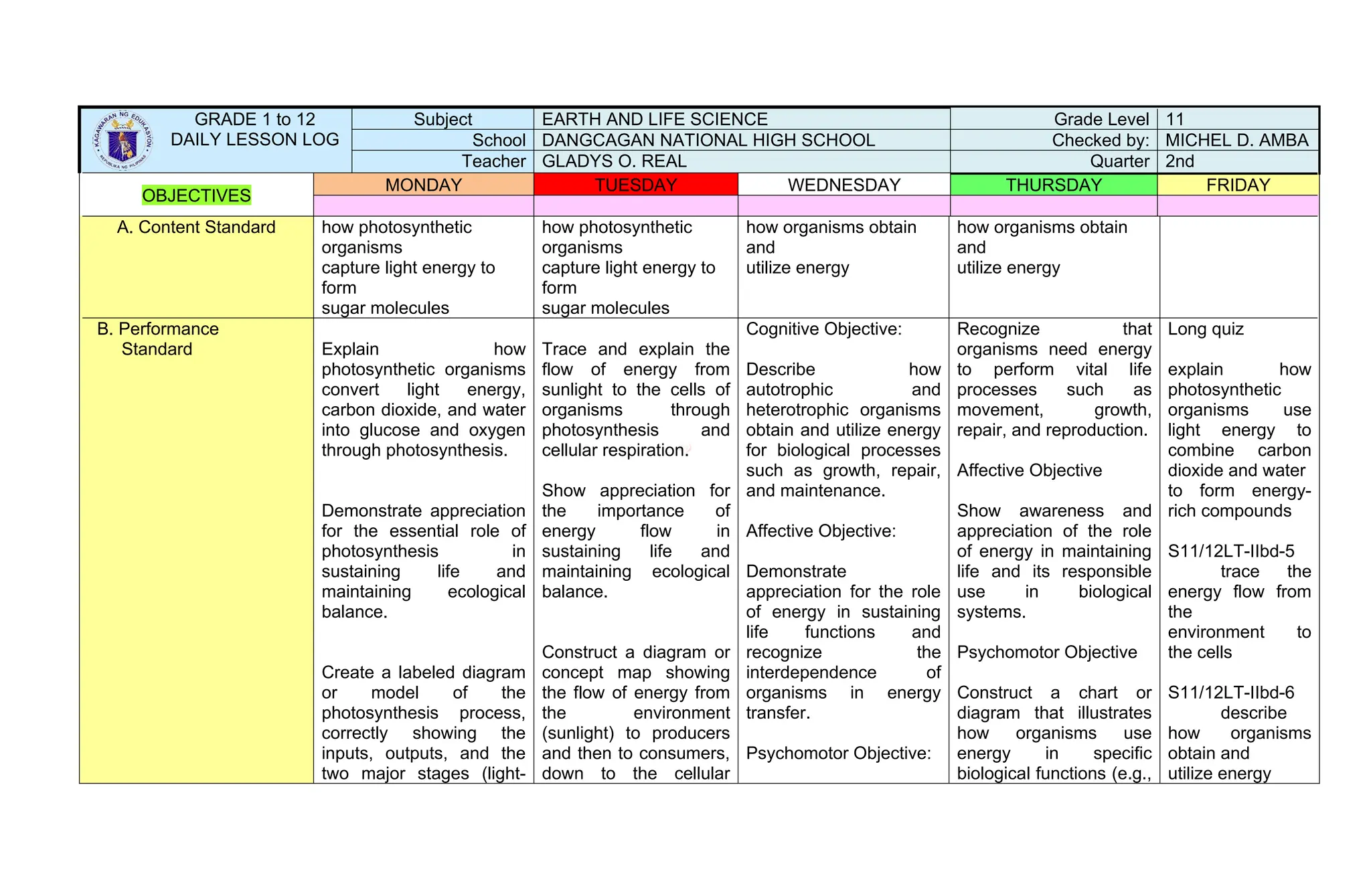 2nd Q-2 lesson plan in earth and life science | DOCX