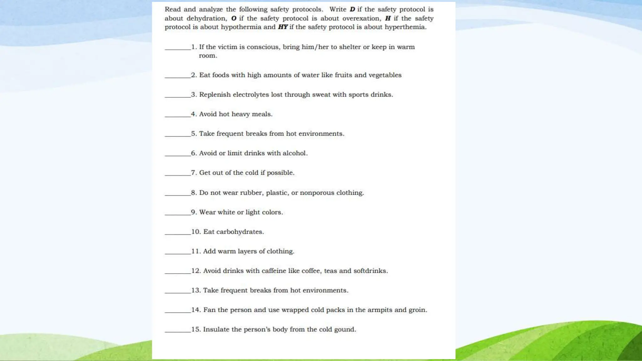 Safety protocols during physical activity | PPTX