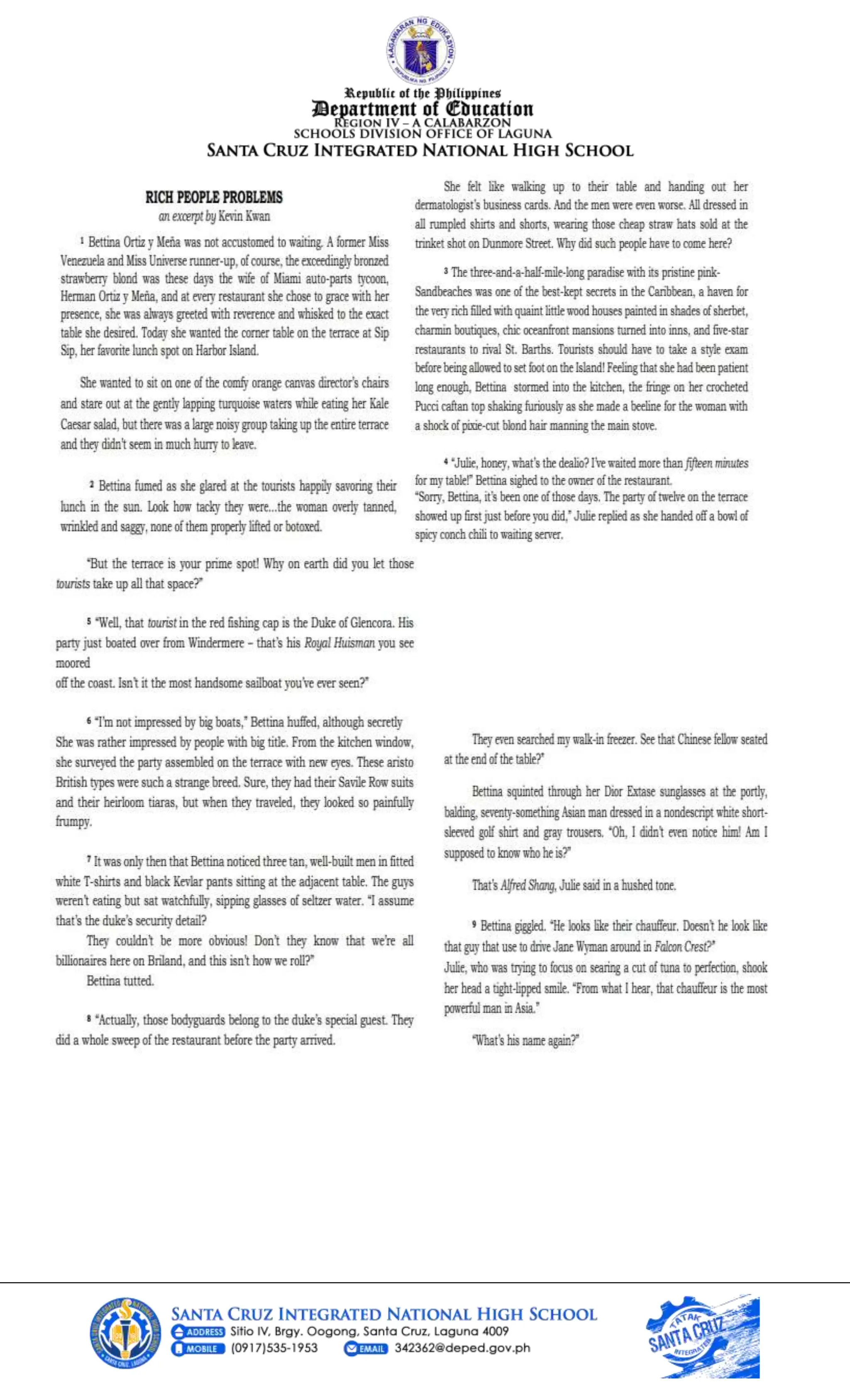 2nd Quarterly Exam in 21st Century Literature with TOS & Answer Key ...