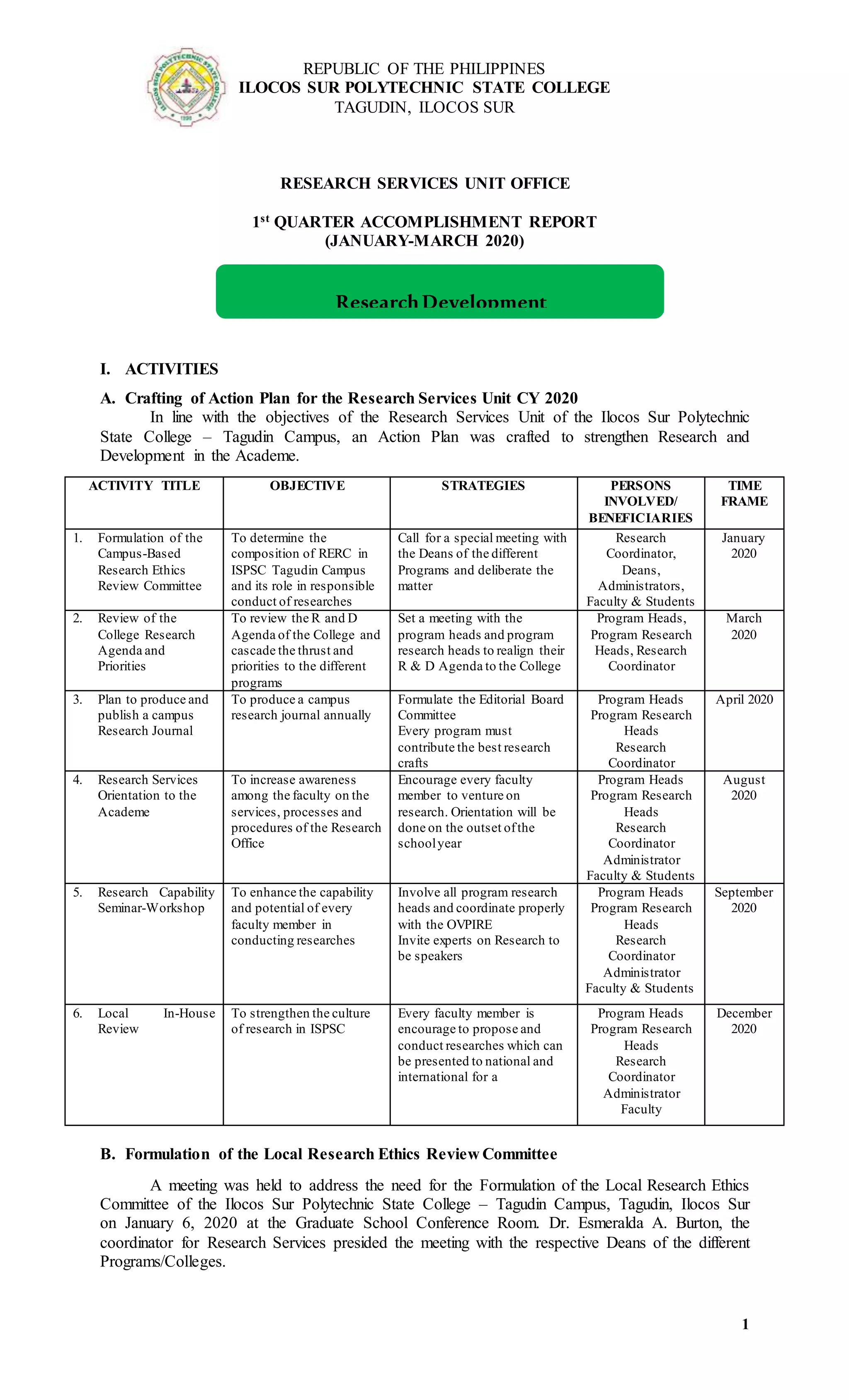 2nd quarter rsu report 2020.esm | Undergraduate Education | College ...