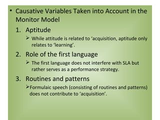 Krashen's Hypotheses on L2 Acquisition | PPT