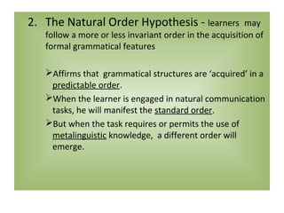 Krashen's Hypotheses on L2 Acquisition | PPT