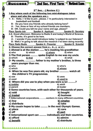 2nd sec. 1st term wb 2014 & model answers | PDF