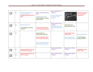 Time table for second semester, isizulu B | PPT