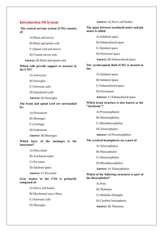 Master Neuro Physiology: Nervous System MCQs + Answers , Nervous System ...