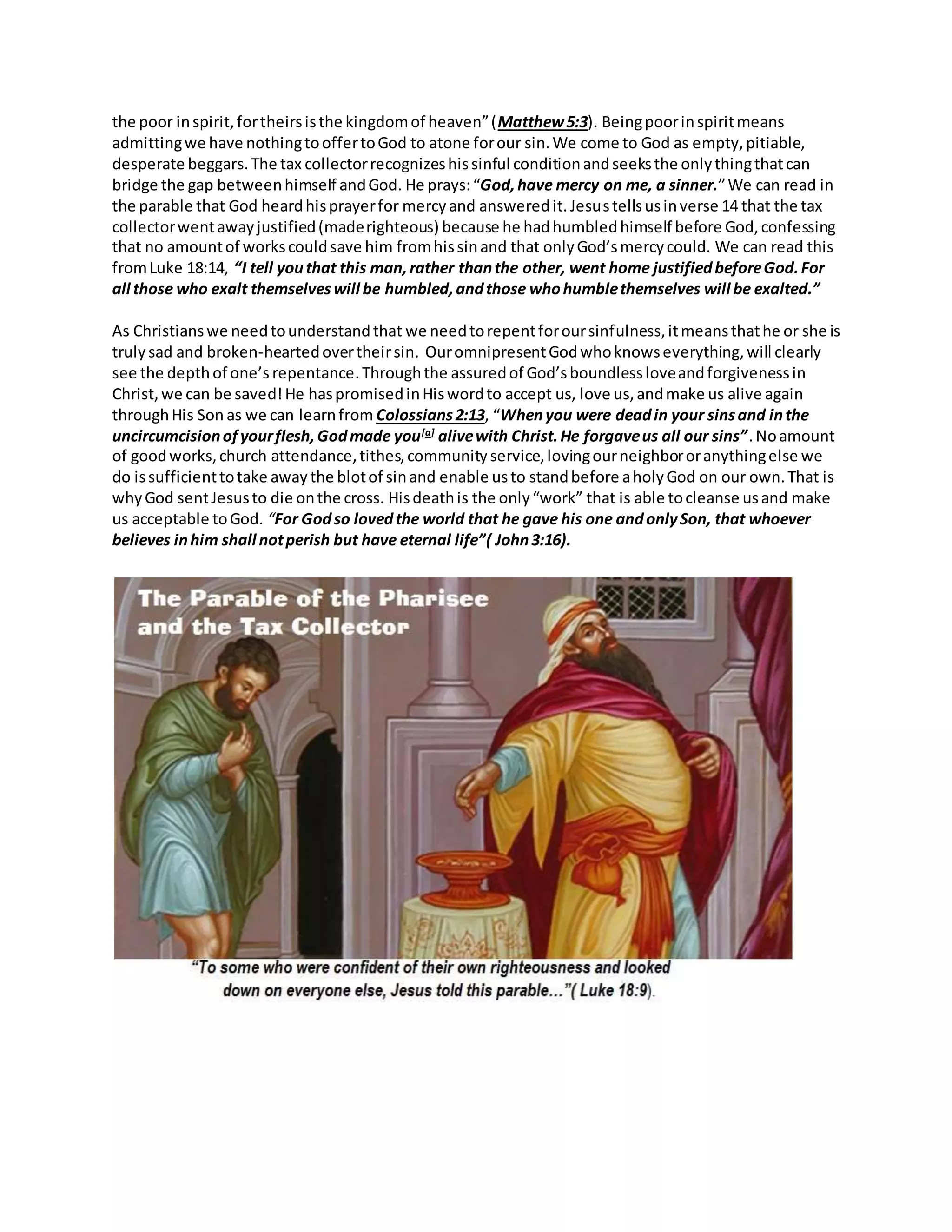 2nd September 2016 - The Parable of the Pharisee and the Tax collector ...