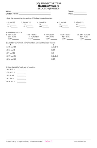 K TO 12 GRADE 4 IKALAWANG LAGUMANG PAGSUSULIT | PDF