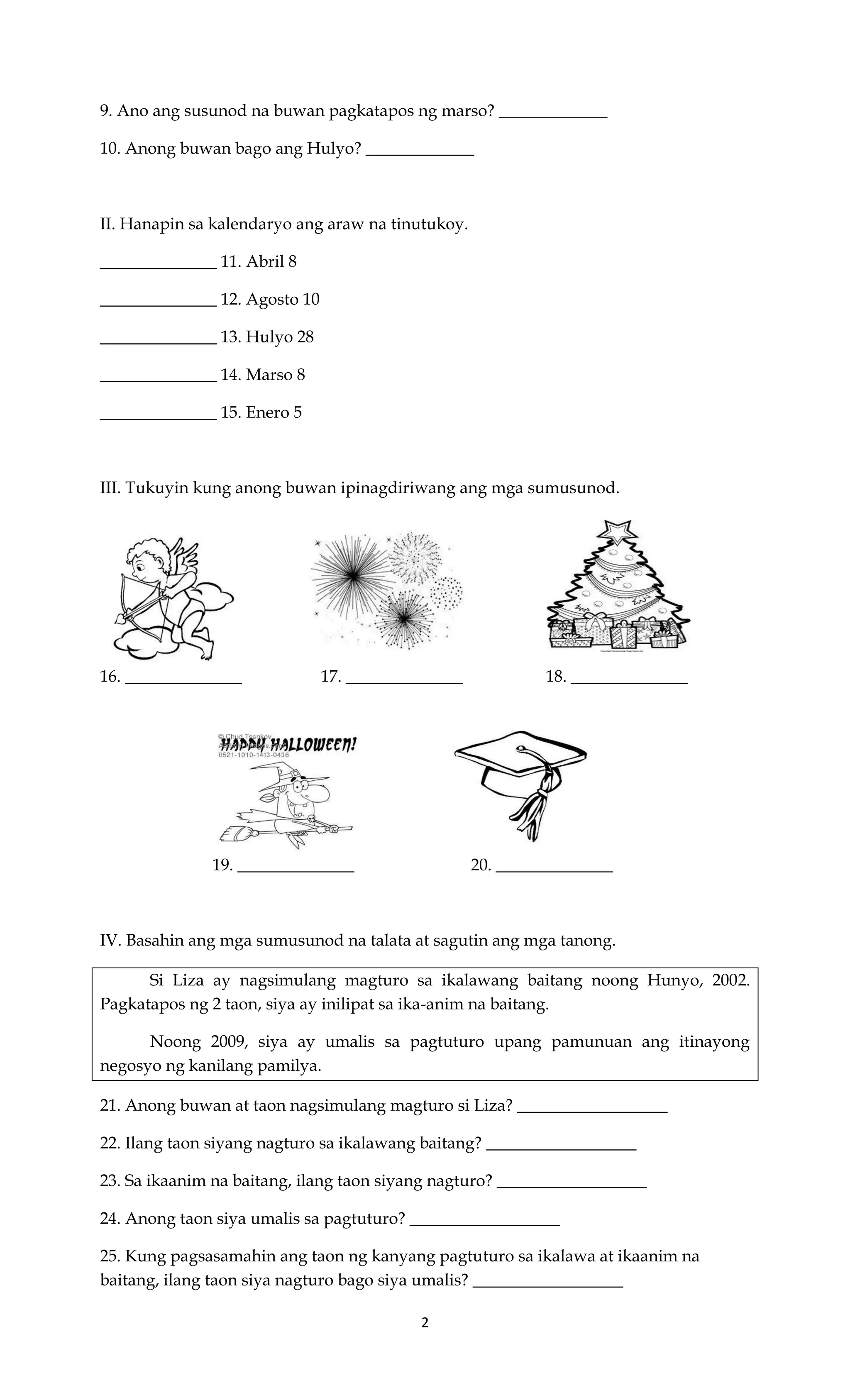 K to 12 MATHEMATICS Grade 2 (4th Quarter 2nd Summative Test) | PDF