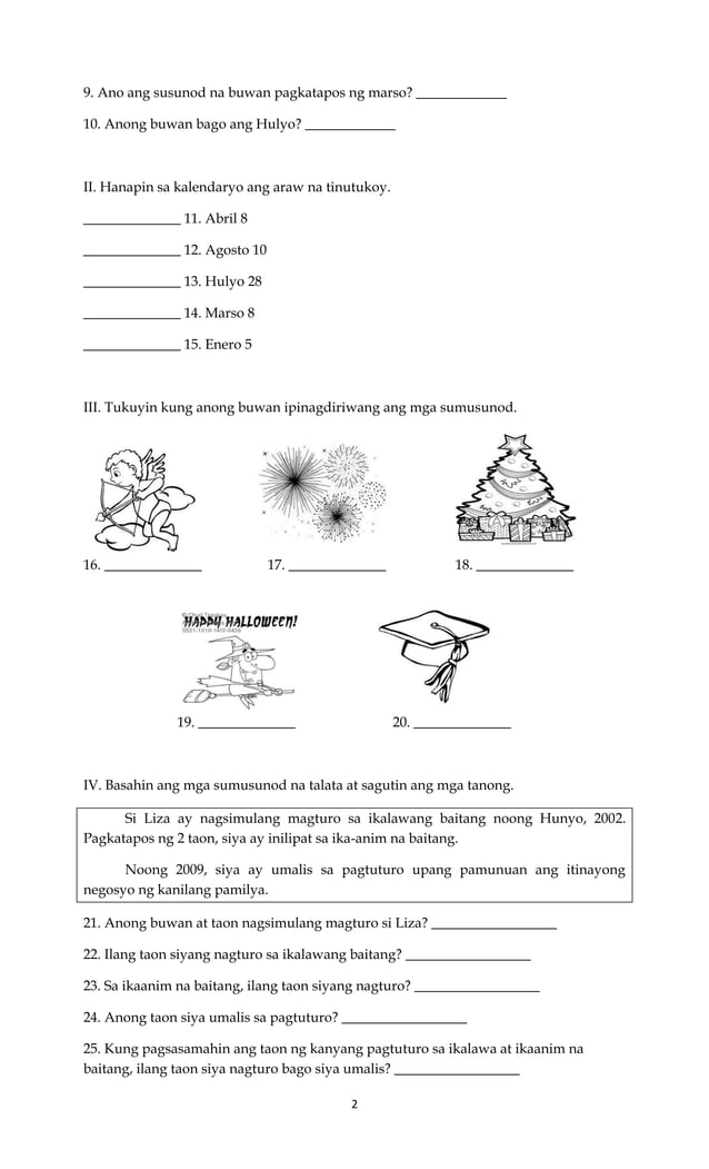 K to 12 MATHEMATICS Grade 2 (4th Quarter 2nd Summative Test) | PDF