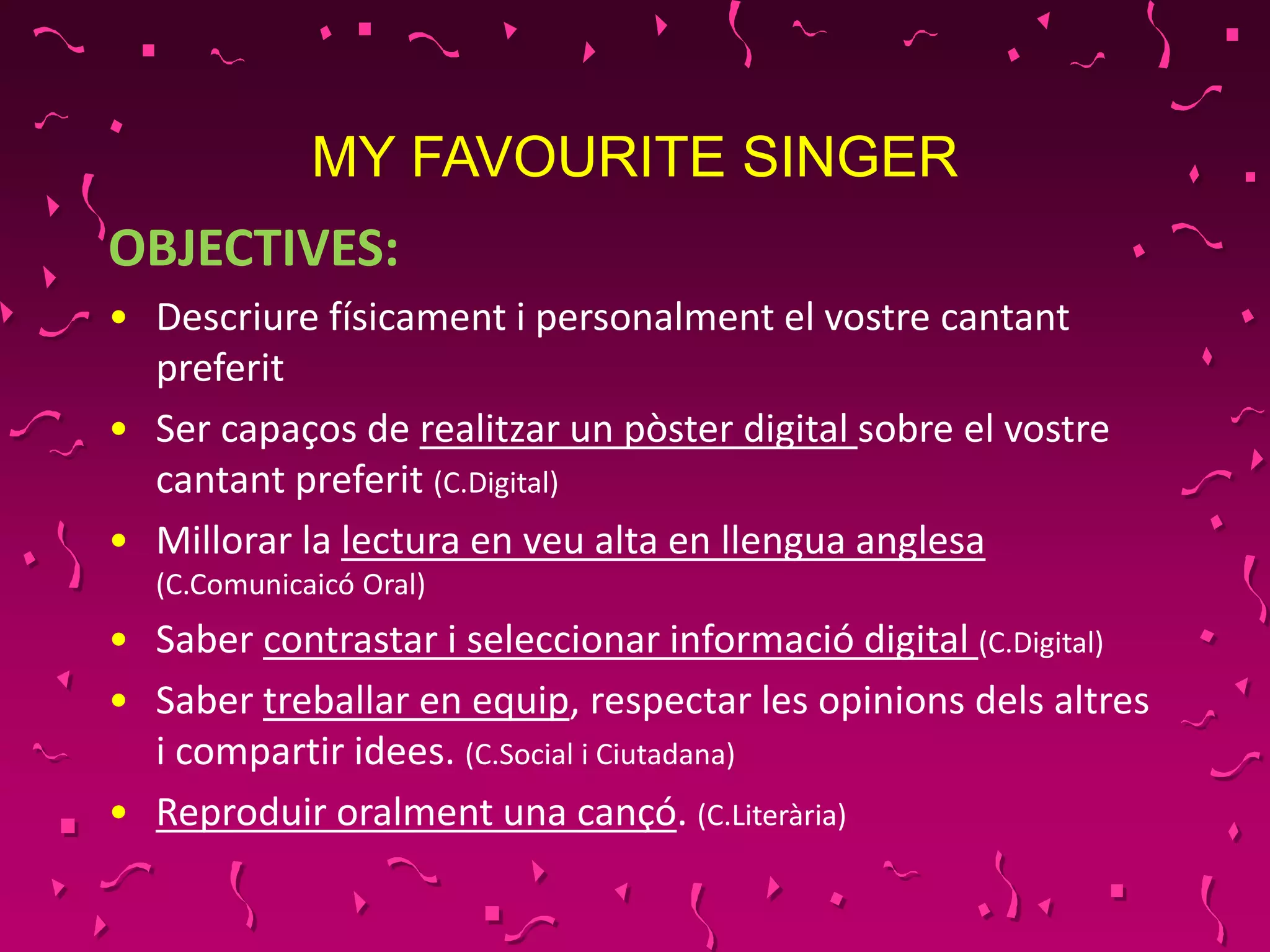 2nd term project my favourite singer | PPTX