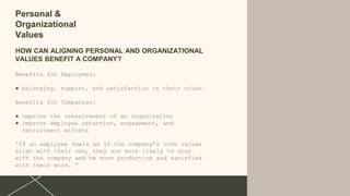 Personal Values & Organizational Values.pptx | Business Administration | Business