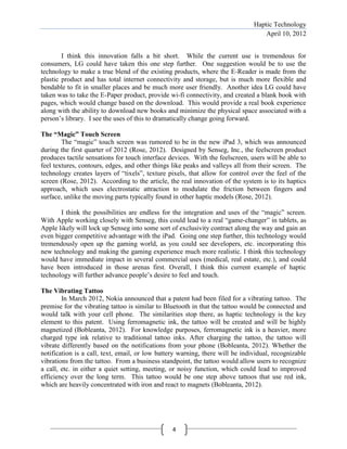 Haptic Technology Trend Assessment Paper | DOCX | Tablets and E-readers | Consumer Electronics