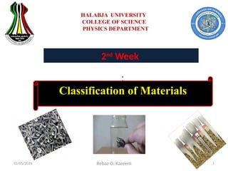 Classification of materials science pptx | PPTX