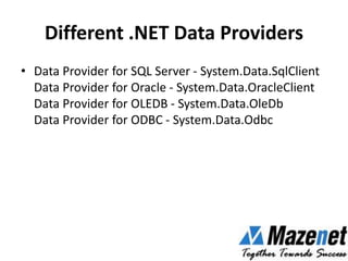 Dotnet- An overview of ASP.NET & ADO.NET- Mazenet solution | PPT