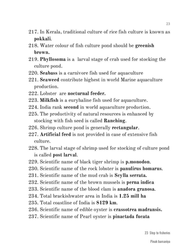 FISHERIES QUESTION BANK (4th sem) | PDF