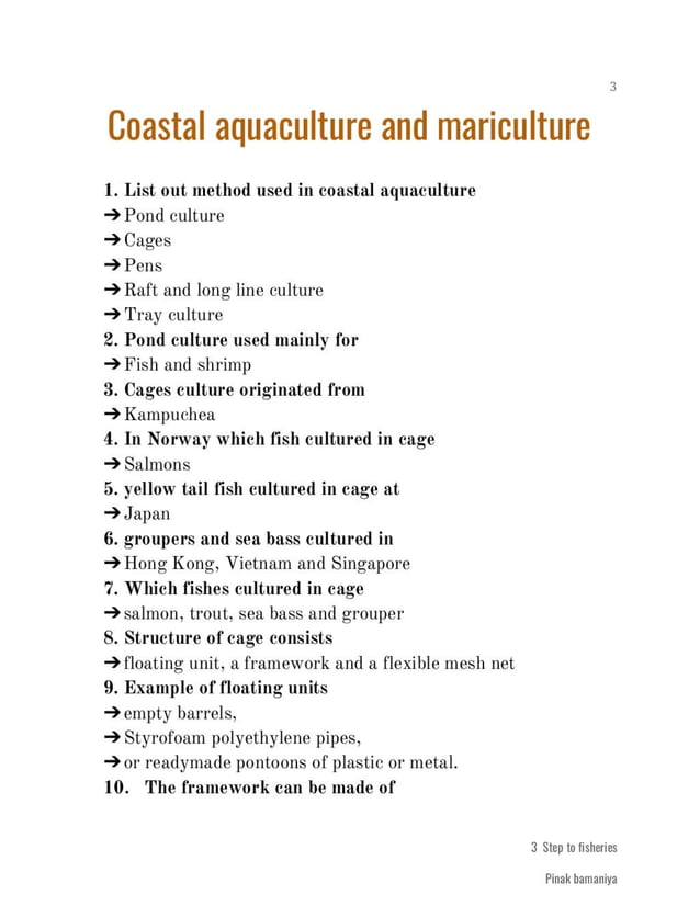 FISHERIES QUESTION BANK (4th sem) | PDF