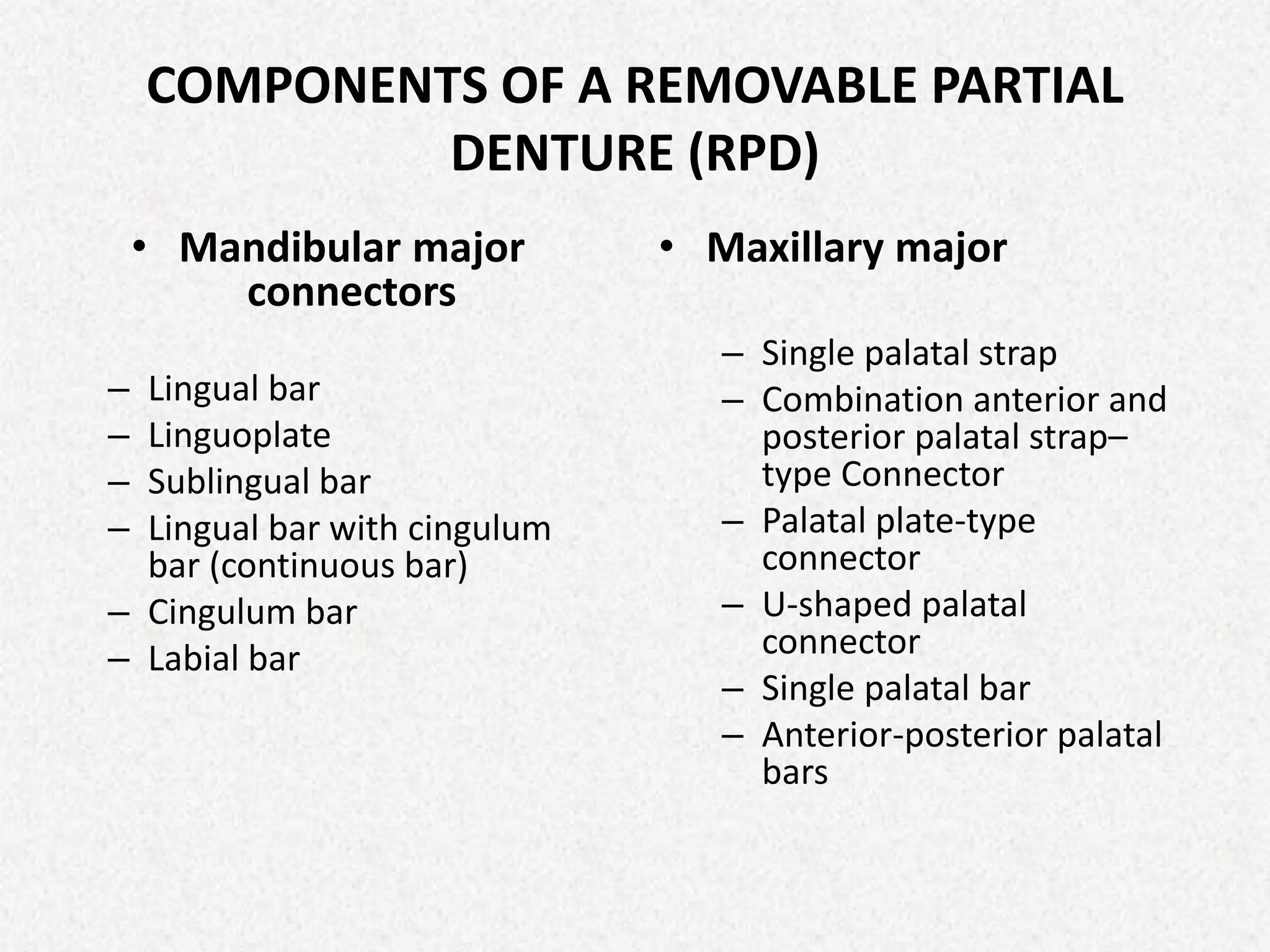2nd year pre clinical RPD Terminology, Components and Classification of ...