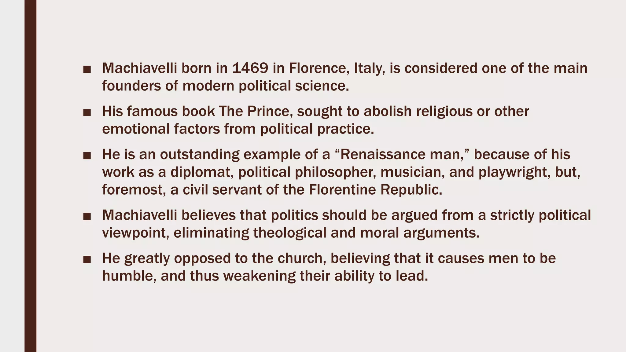 Niccolo Machiavelli Political Thought | PPTX