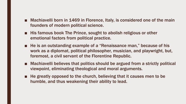 Niccolo Machiavelli Political Thought | PPT