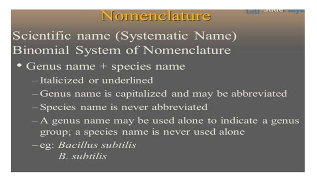 Nomenclature and Classification of bacteria | PPTX